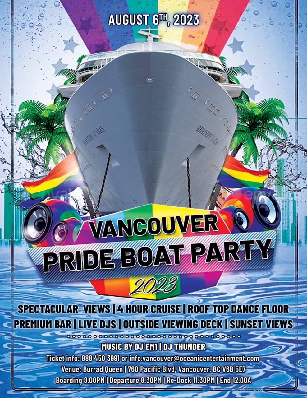 Vancouver Pride Boat Party 2023 | Pride Weekend